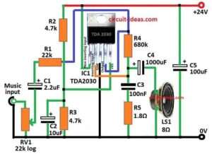 Amplifier Circuit using IC TDA2030 - Circuit Ideas for You