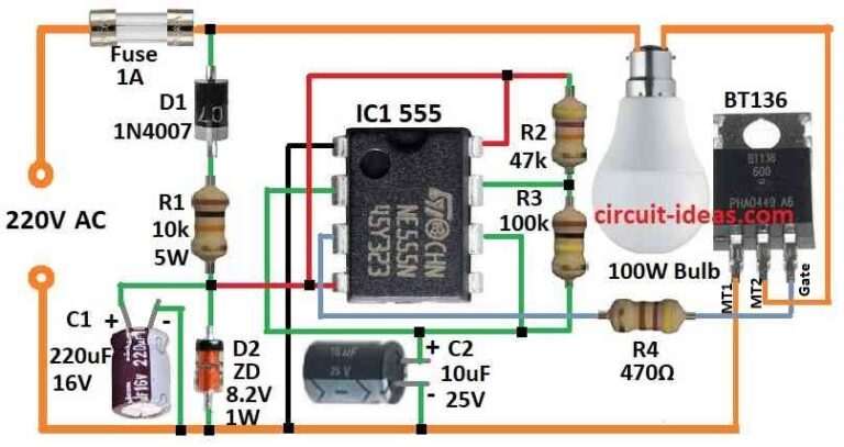 220V Lamp Flasher Circuit using IC 555 - Circuit Ideas for You