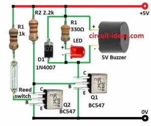 Simple Door Open Alarm Circuit using Reed Switch - Circuit Ideas for You