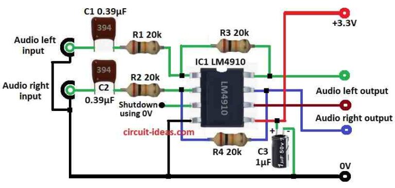 Simple Stereo Headphone Amplifier Circuit using IC LM4910 - Circuit ... Simple Stereo Headphone Amplifier Circuit using IC LM4910 - Circuit ...