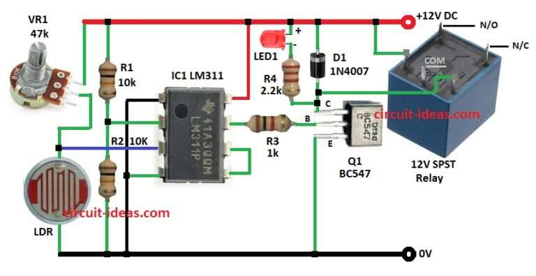 Light Controlled Switch Circuit using IC LM311 and LDR - Circuit Ideas ...