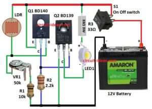12V Mini Emergency Light Circuit with LDR - Circuit Ideas for You