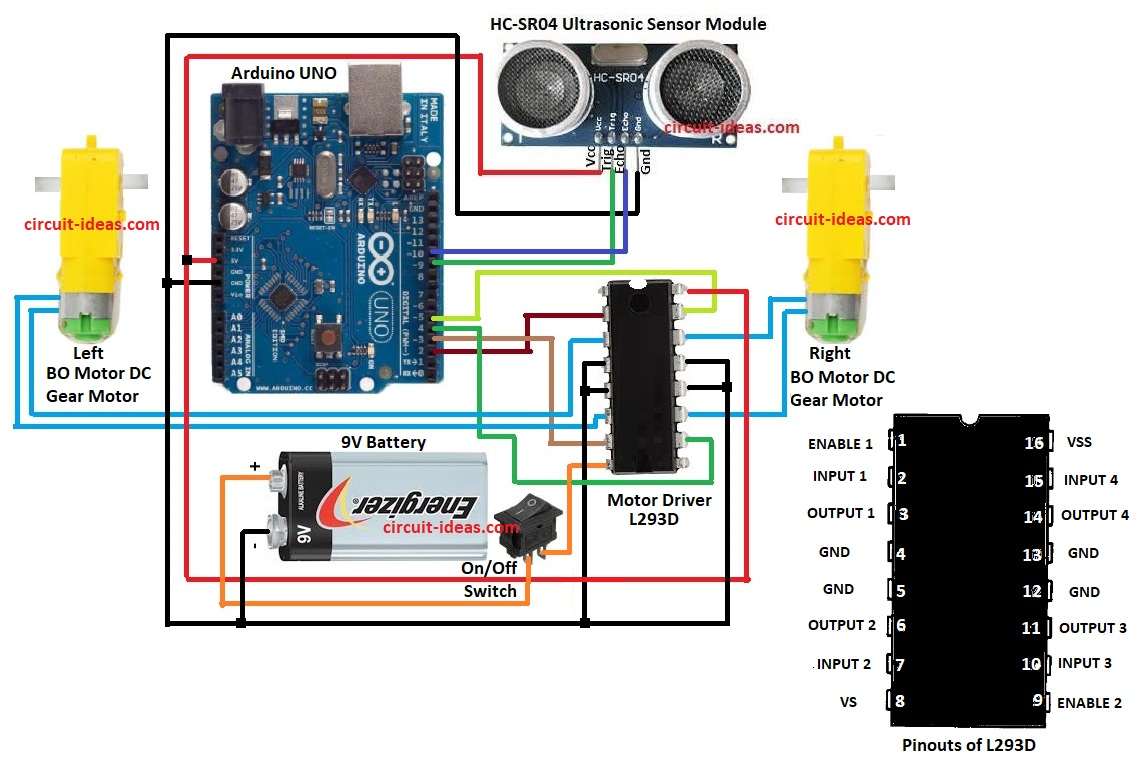 Arduino Based Obstacle Avoidance Robot Circuit - Circuit Ideas for You