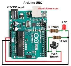 Push Button LED Circuit using Arduino - Circuit Ideas for You