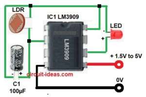 Automatic Light Control Circuit using LDR and LM3909 IC - Circuit Ideas ...