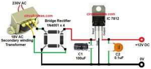 7812 Based 12 Volt DC Power Supply Circuit - Circuit Ideas for You