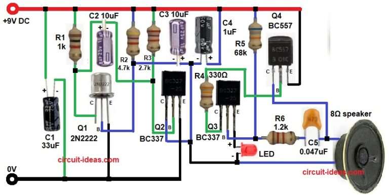 9V Loud Speaker Sound Generator Circuit - Circuit Ideas for You
