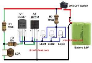 Darkness Activated LED Circuit - Circuit Ideas for You