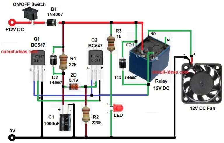 Fan Start 10 Second Delay Timer Circuit - Circuit Ideas for You