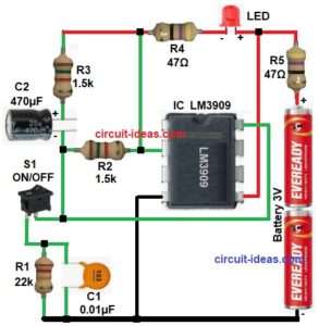 One LED Low Voltage Flasher Circuit using IC LM3909 - Circuit Ideas for You